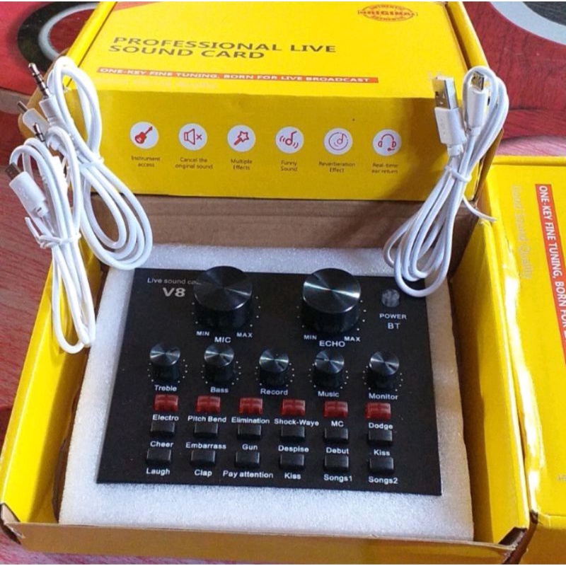 Jual SOUNDCARD V8 Original taffware audio external live broadcast murah ...