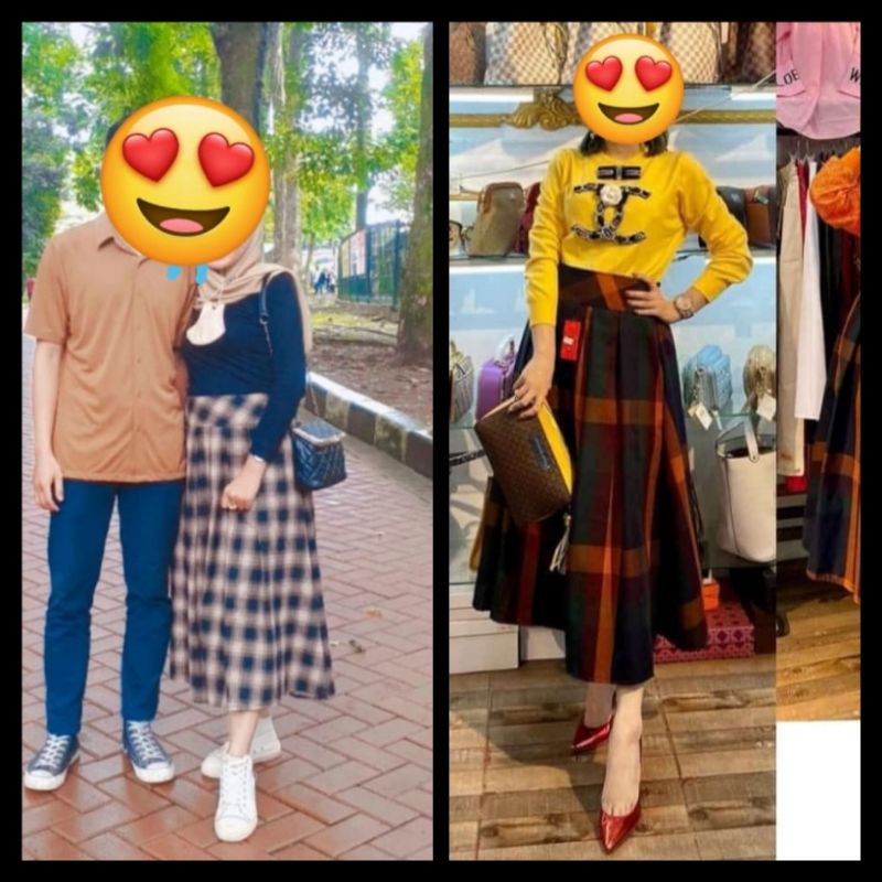 Jual ROK MIDI FLANEL 7/8 ROK MIDI KEKINIAN/ROK VIRAL MIDI KOTAK KOTAK ...
