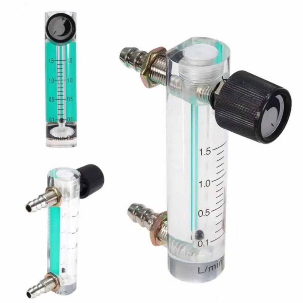 Jual 0.1-1.5LPM Oxygen Flowmeter Flow Meter Metal Control Valve for Air ...