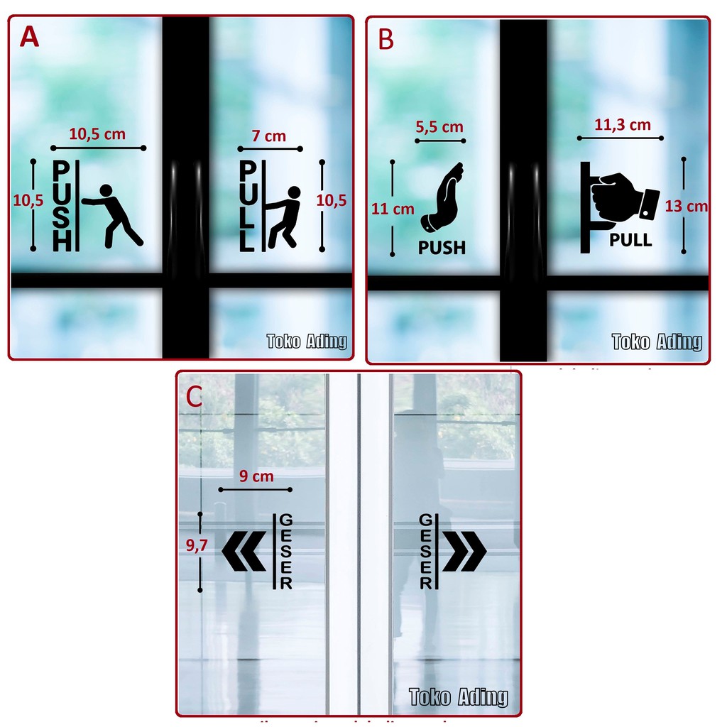 Jual Jual Sign Tanda Stiker Door Push Pull Geser Pintu | Shopee Indonesia