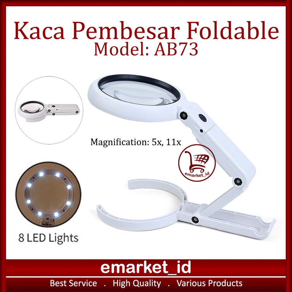Jual Kaca Pembesar Foldable LED AB73 / Lup Lensa Magnifier Handheld ...