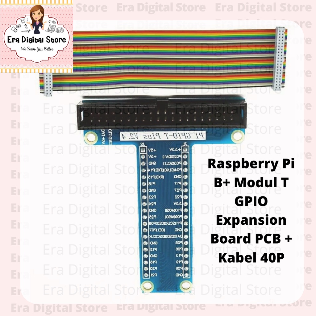 Jual Kabel 40P + Raspberry Pi B+ Modul T GPIO Expansion Board PCB | Shopee Indonesia