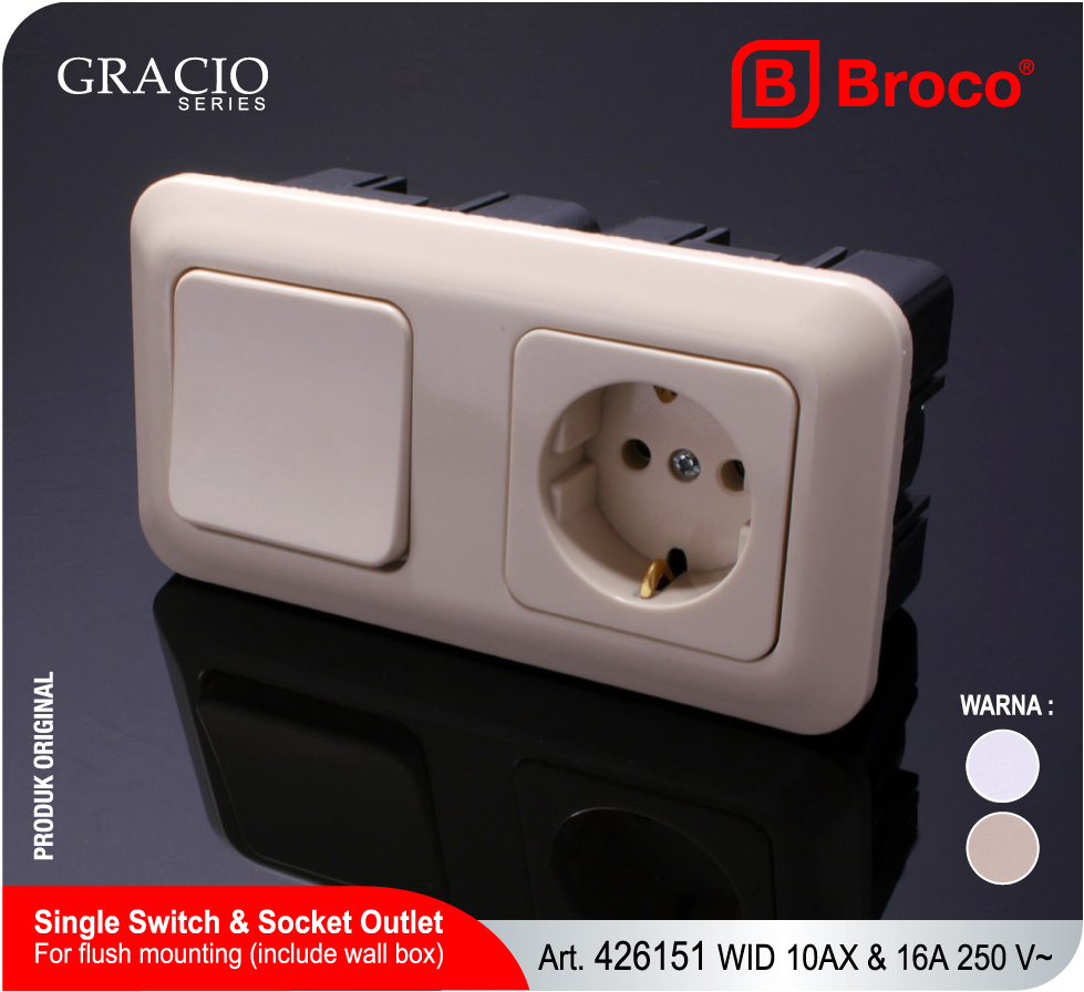 Jual Broco Electrical Gracio 426151 Saklar Engkel + Stop Kontak WID ...