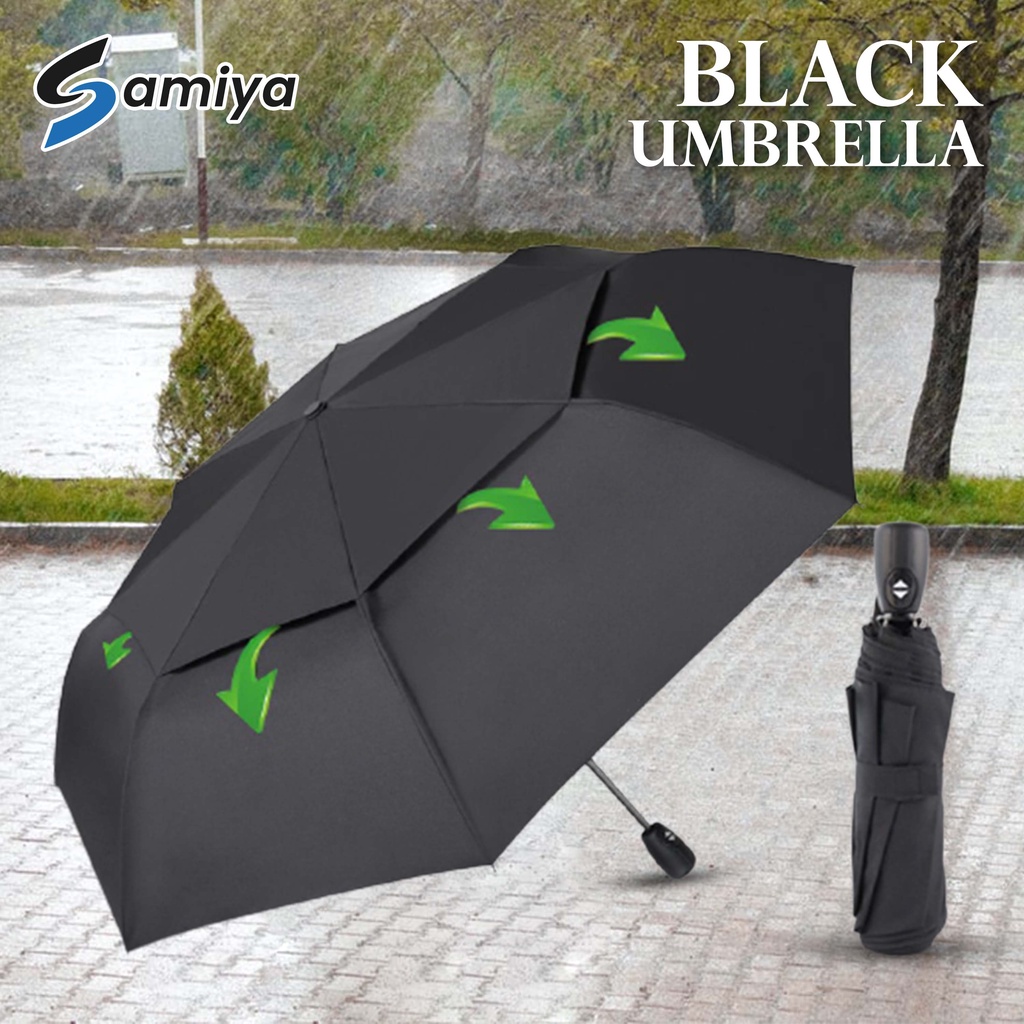 Jual payung hitam lipat portable / umbrella wind resistant automatic ...