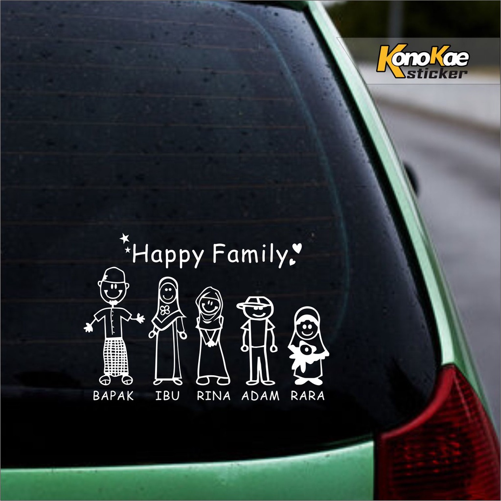 Jual STIKER HAPPY FAMILY / CUTTING STICKER KACA BELAKANG MOBIL | Shopee ...