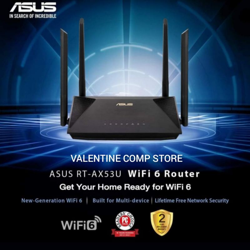 Jual ASUS RT-AX53U Dual-Band AiMesh Gigabit Router Smart Wifi6 | Shopee Indonesia
