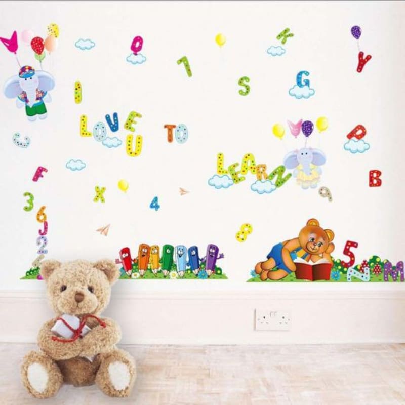 Jual Cartoon Alphabet SK9050 (90x60) - Stiker Dinding / Wall Sticker ...