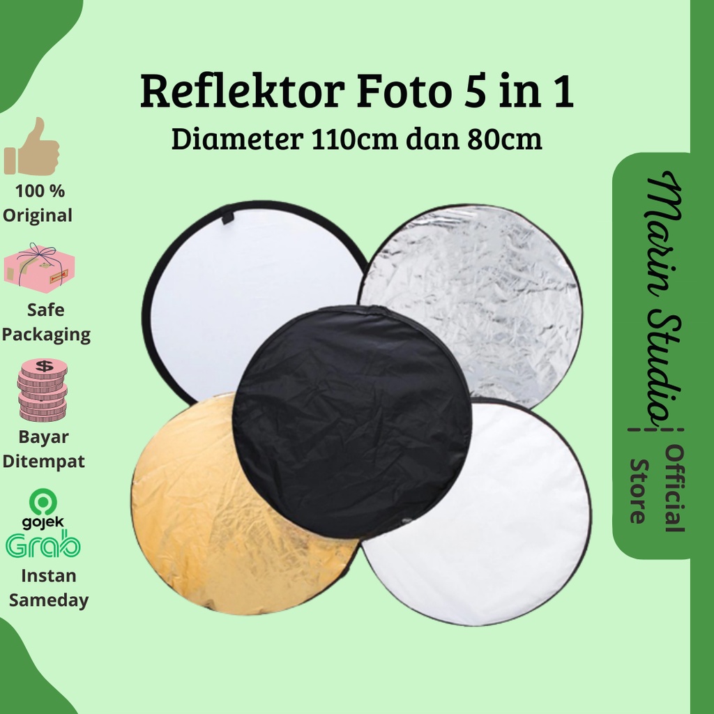 Jual Reflektor Studio Foto 5 in 1 Diameter 110cm 80cm | Reflektor Foto ...