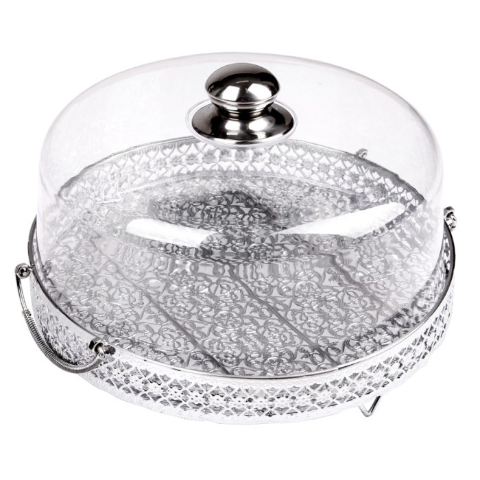 Jual display-food- tempat kue bulat stainless dan tutup plastik ukuran ...