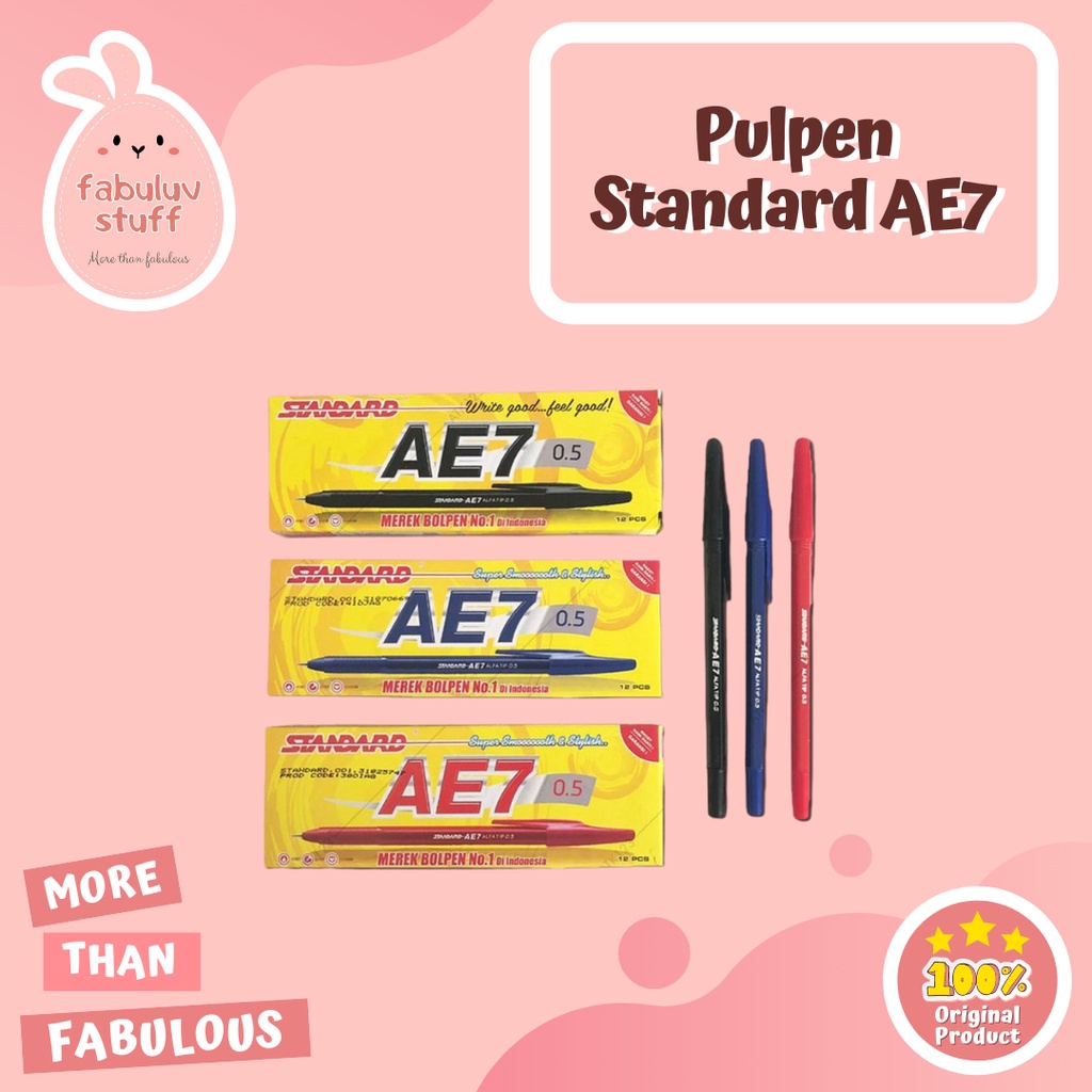 Jual ATK ~ (PER PAK) Pulpen Bolpen Ball Point Standard AE7 0.5mm Merah ...