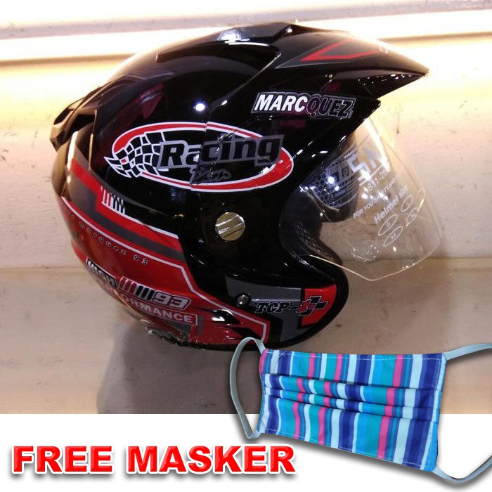 Jual 11.11 PROMO Helmet Double Visor Racing Marc Marquez Hitam Merah ...