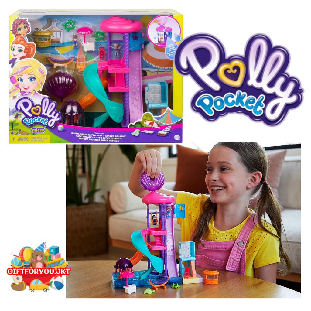 Jual Polly Pocket Super Slidin Water Park Playset Mainan Figure ...