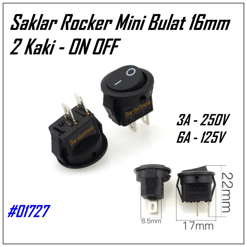 Jual Saklar Rocker Bulat Mini 16mm 2 Kaki Switch Power SW ON OFF Kecil ...