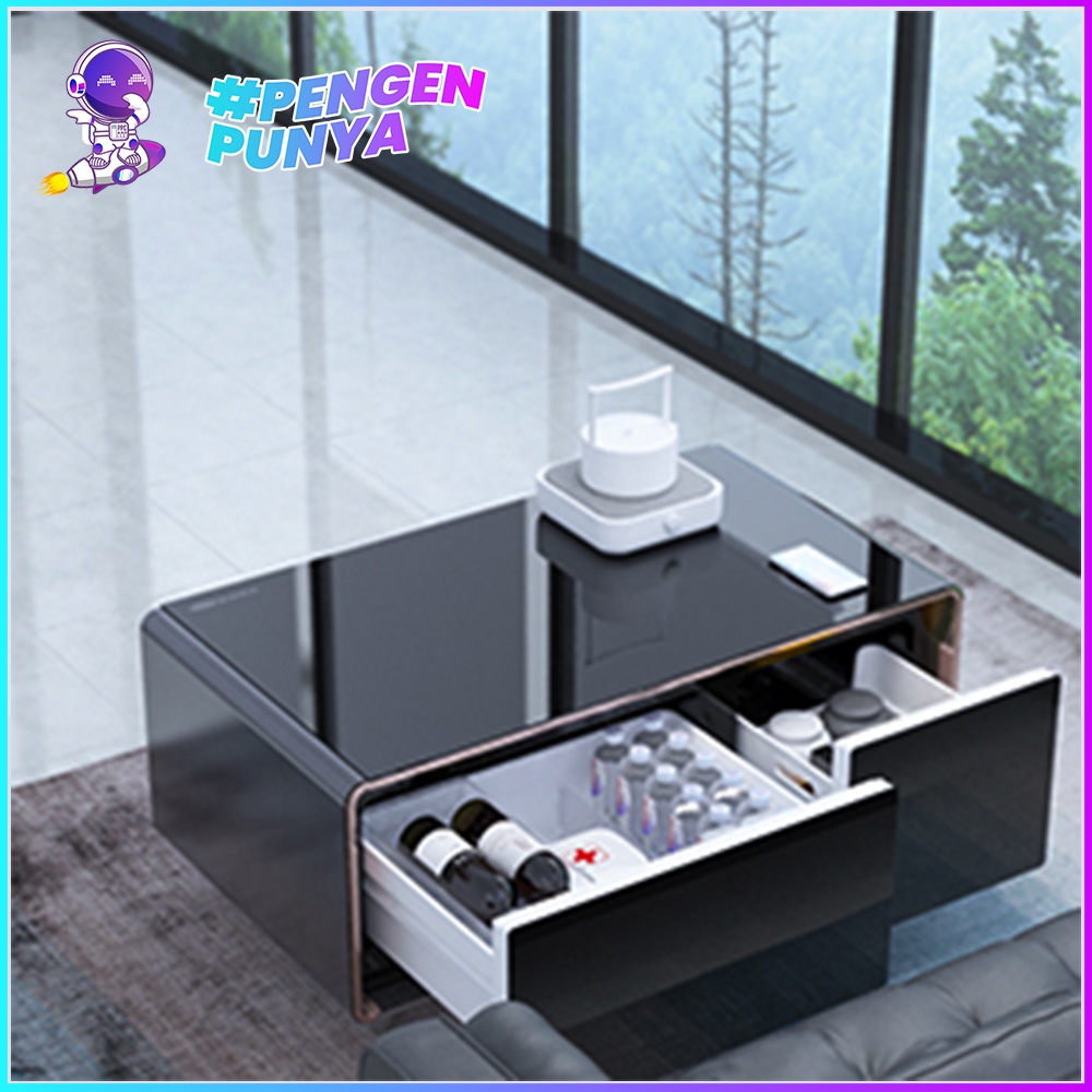 Jual Meja Tamu uk 135 Dengan Kulkas Mini + Charging Port Aesthetic ...