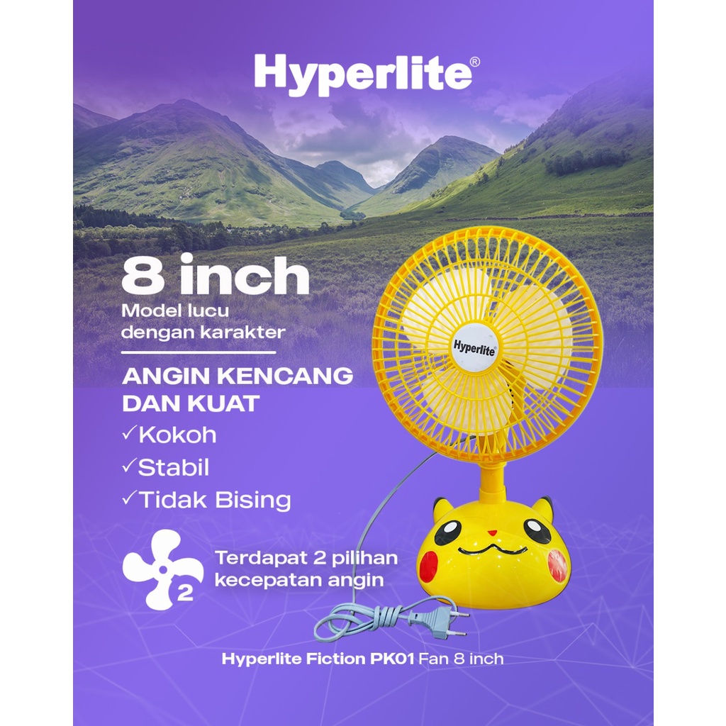 Jual Hyperlite Desk Fan Karakter Meja Dinding 2 IN 1 Fiction 8 Inch ...