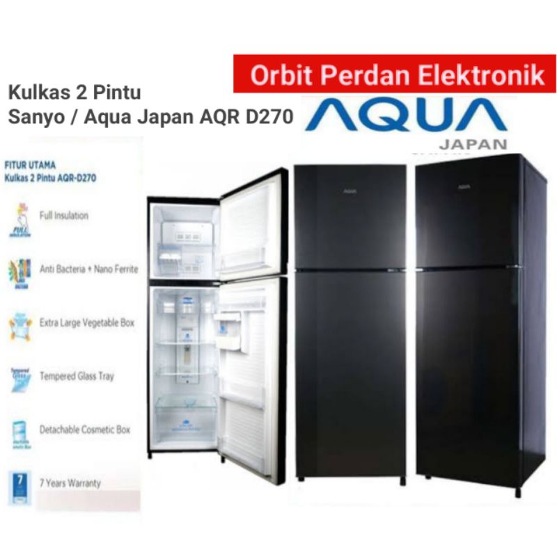 Jual Kulkas Lemari Es 2 Pintu Sanyo Aqua AQR D270 | Shopee Indonesia