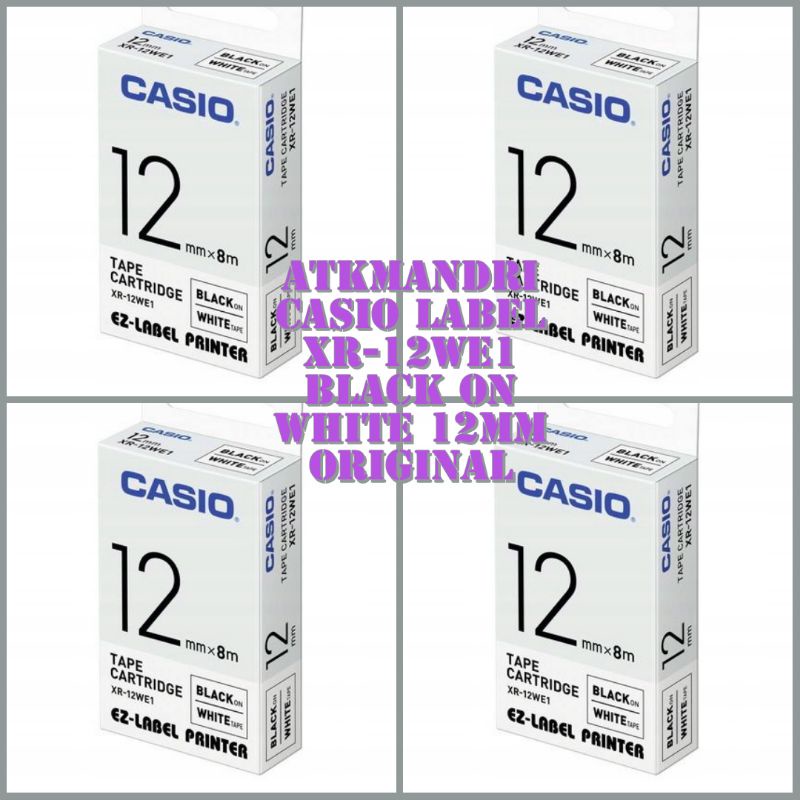 Jual CASIO LABEL XR-12WE1 BLACK ON WHITE 12MM ORIGINAL NEO | Shopee ...