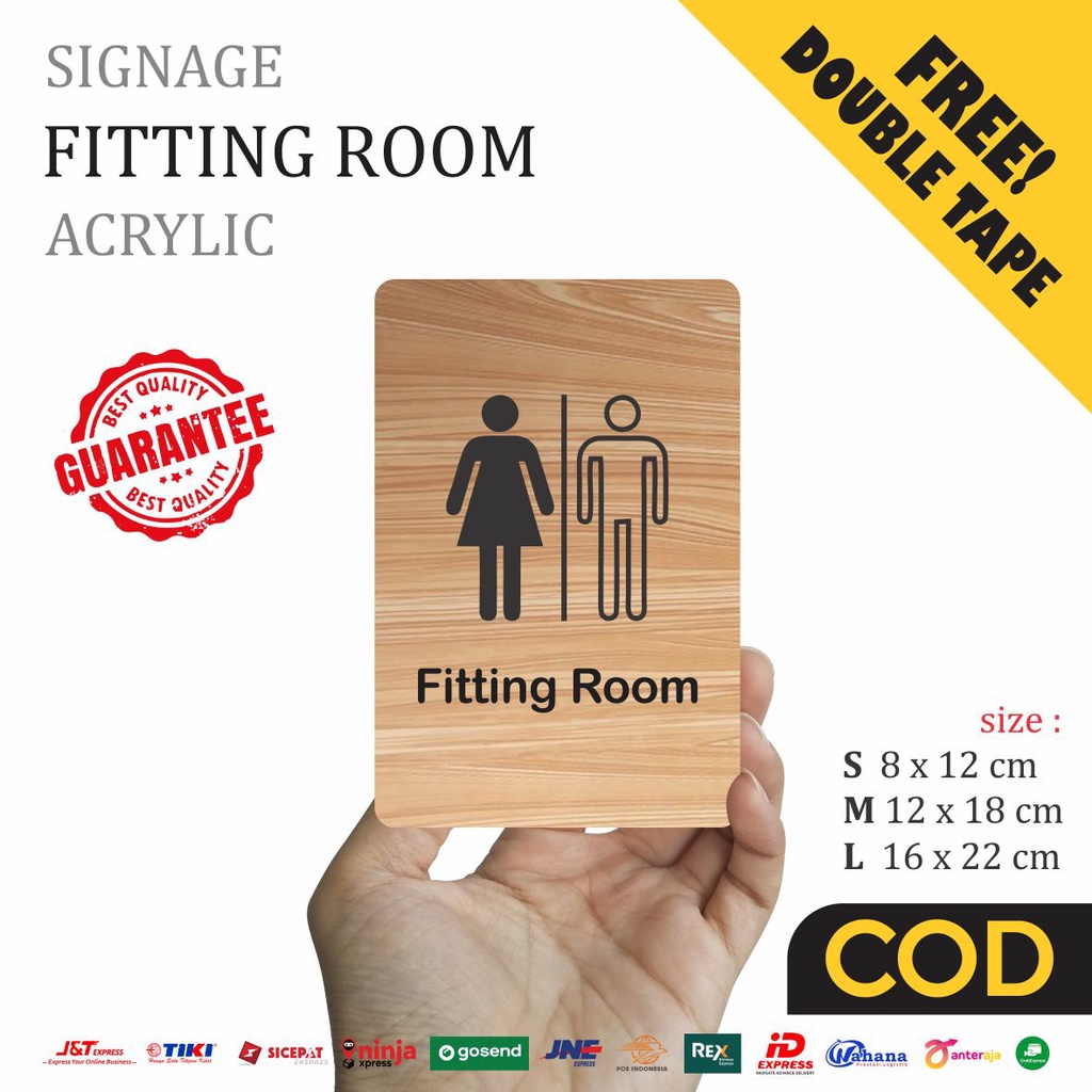 Jual Fitting Room Sign Board Kayu Print Signage Label Petunjuk Nama ...