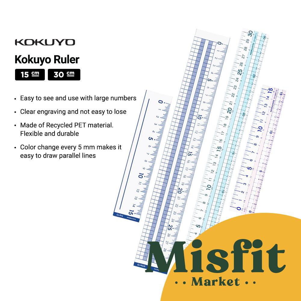 Jual KOKUYO Linear Straight Ruler R-PET Penggaris Lurus 15 30 cm | Shopee Indonesia