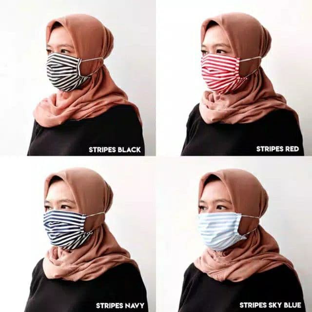 Jual Mask kain bahan model garis garis/masker kain pelindung wajah ...