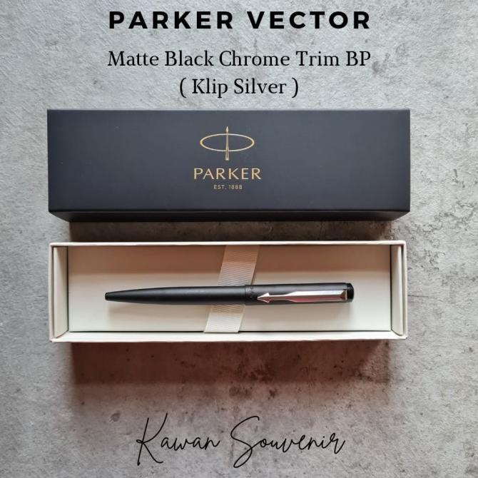 Jual Pulpen Parker Original Vector Matte Black Chrome Trim(Klip Silver ...