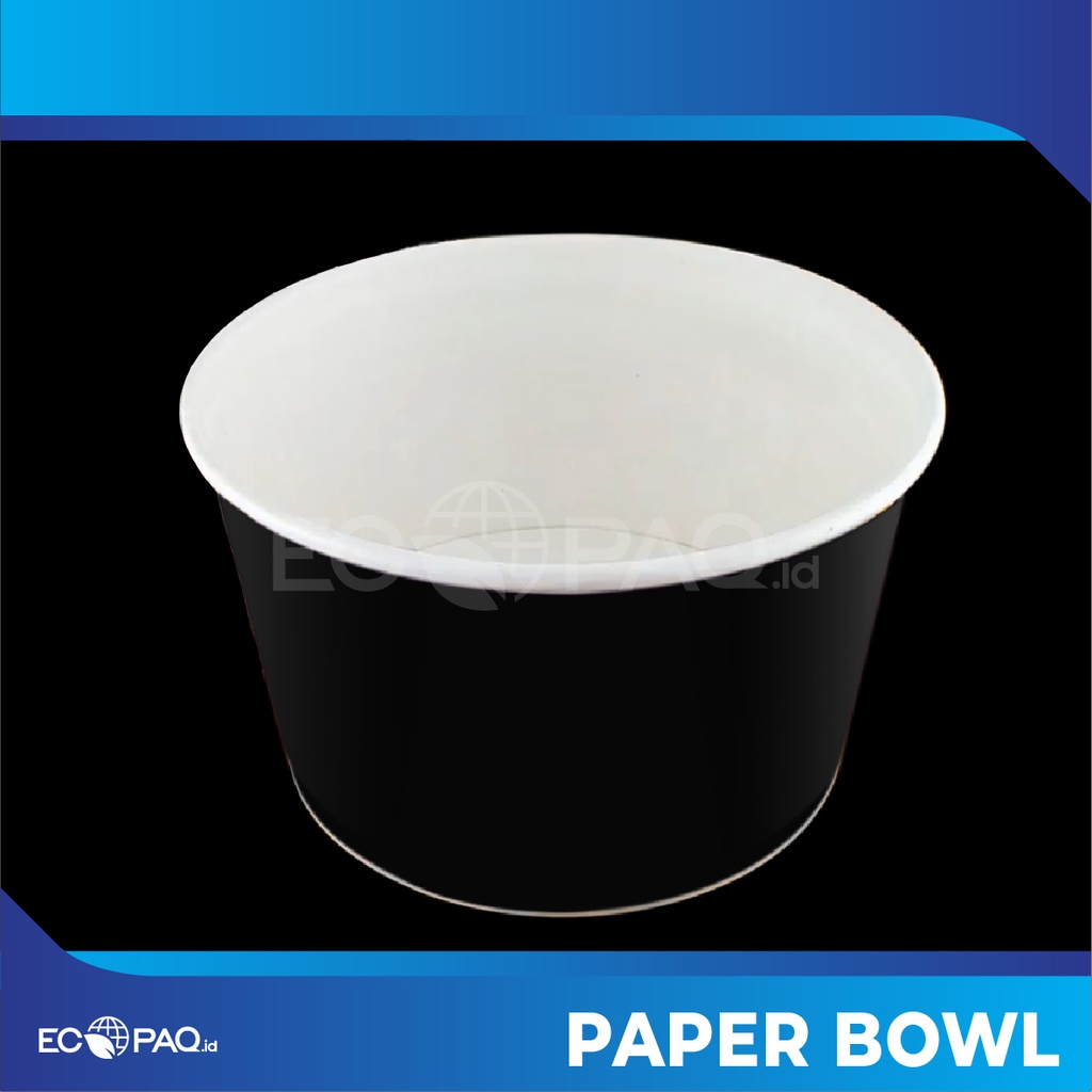 Jual Paper Bowl HITAM Polos | Mangkok Kertas | Kemasan Mangkuk - TANPA ...