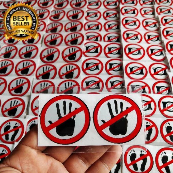 Jual stiker cutting sticker tumpuk warning dilarang megang jangan ...