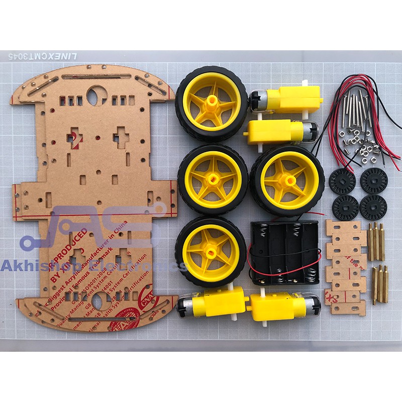 Jual DIY 4WD Smart Robot Car Chassis Kits 2 Layer with Encoder Plate ...