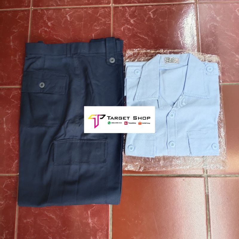 Jual Pakaian pdl biru au model kancing saku terbuka | Shopee Indonesia
