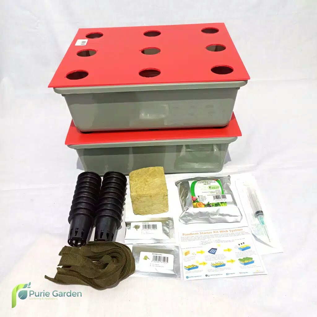 Jual KIT HIDROPONIK SYSTEM WICK 9 LUBANG (2 BAKI) | Shopee Indonesia