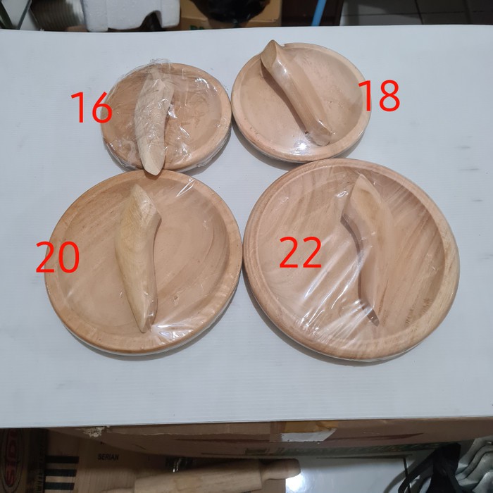 Jual Coet / Cobek + Ulekan kayu ( 16 18 20 22 ) ( K T B J ) | Shopee ...