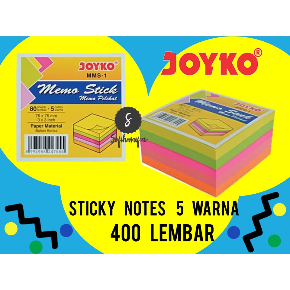 Jual Joyko Memo Sticky Notes (post it) 400 Lembar | Shopee Indonesia