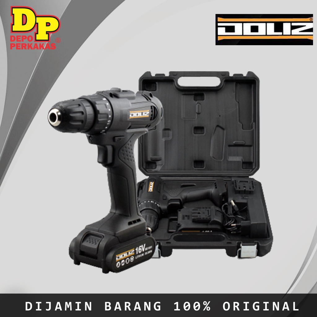 Jual DOLIZ BD 616 Bor Cordless 10 mm Drill 16 Volt Bor Baterai 1,5 Ah ...