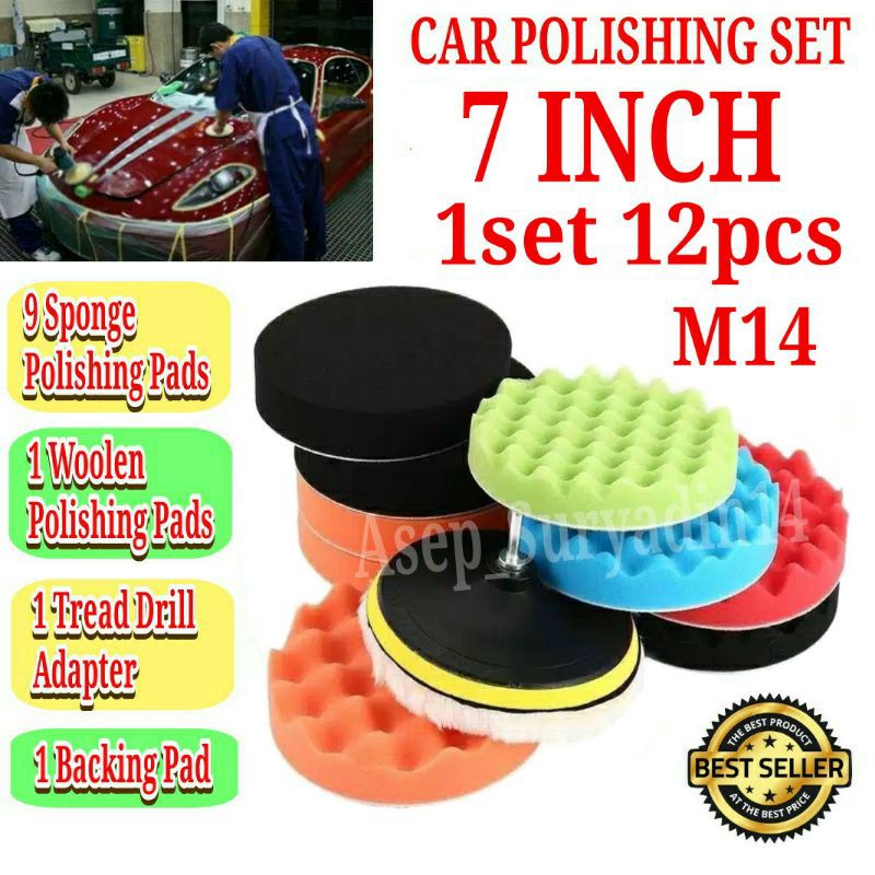 Jual Paket Poles 7 Inch Polishing Foam Pad Velcro Alat Busa Spons Poles ...