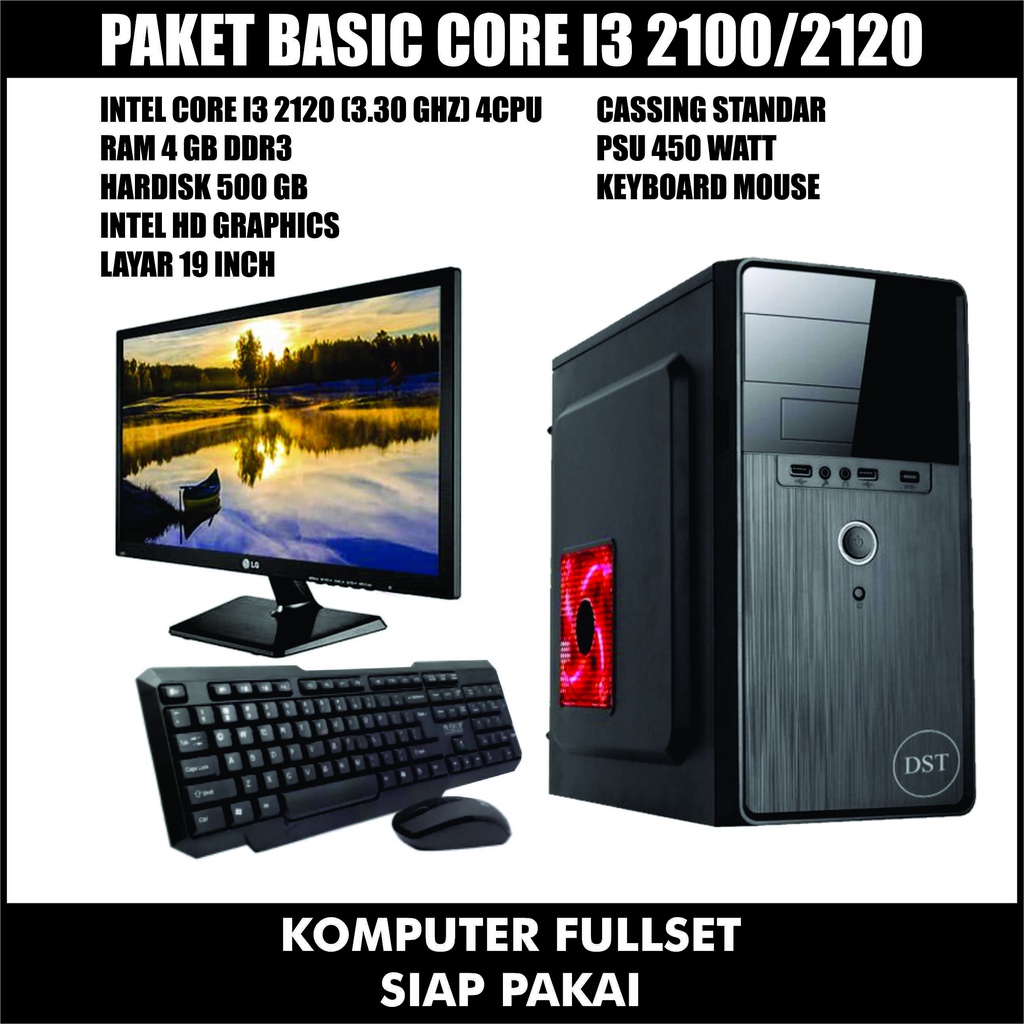 Jual Pc / Komputer Intel Core i3 2120 Ram 4 Gb ssd 128 Gb Layar 19 Inch ...