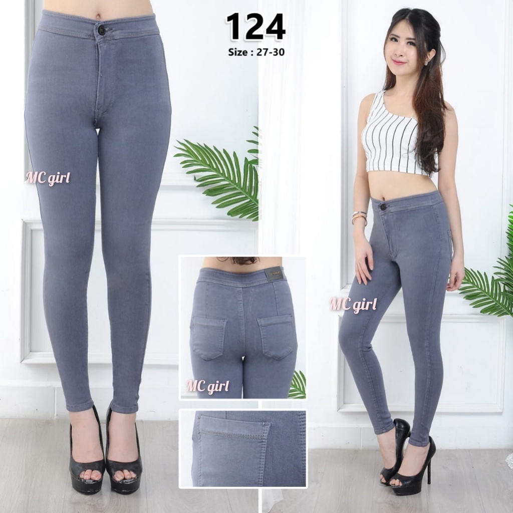 Jual ( Size 27 - 34 ) MC girl Celana Jeans Highwaist Abu Wanita / High ...
