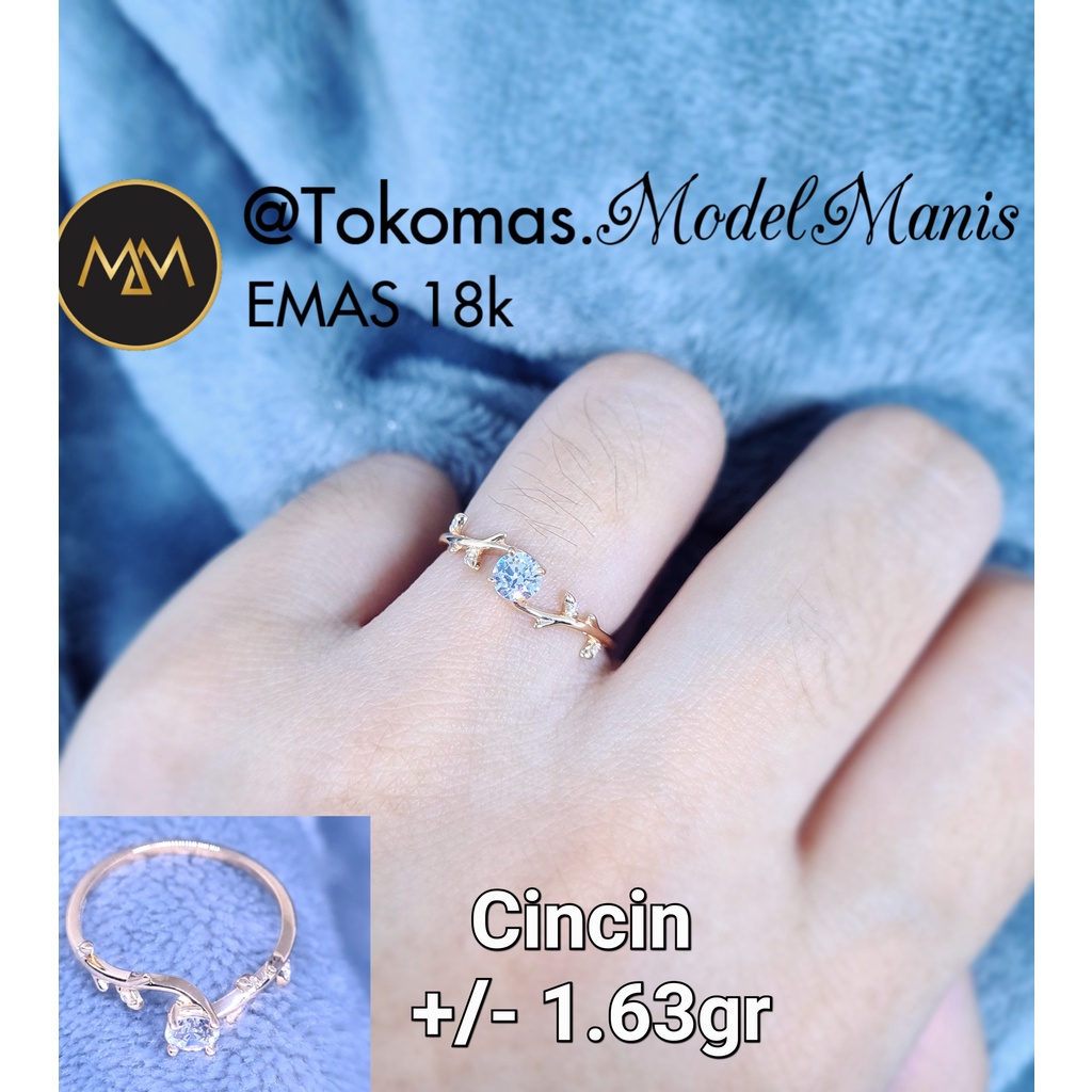 Jual Cincin Solitaire Daun SDW gold emas rosegold 755 kadar 18k ...