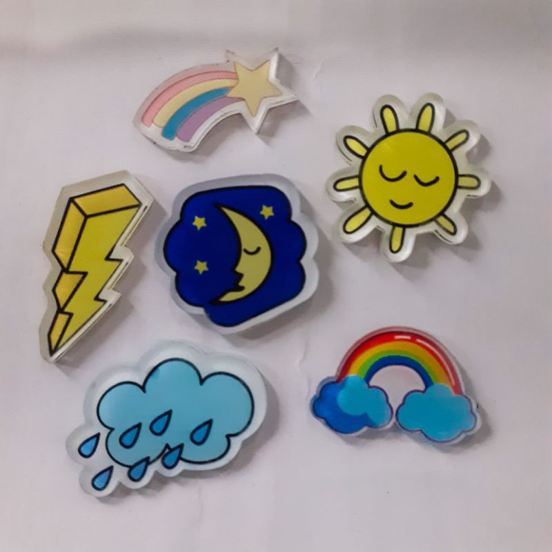 Jual Pin Acrylic Lucu / Enamel Pin Lucu Bentuk Awan Rainbow / Sky ...
