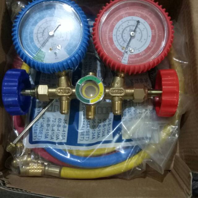 Jual Alat Isi Freon AC BRASS Manifold Gauge Set Testing R22 AC | Shopee ...