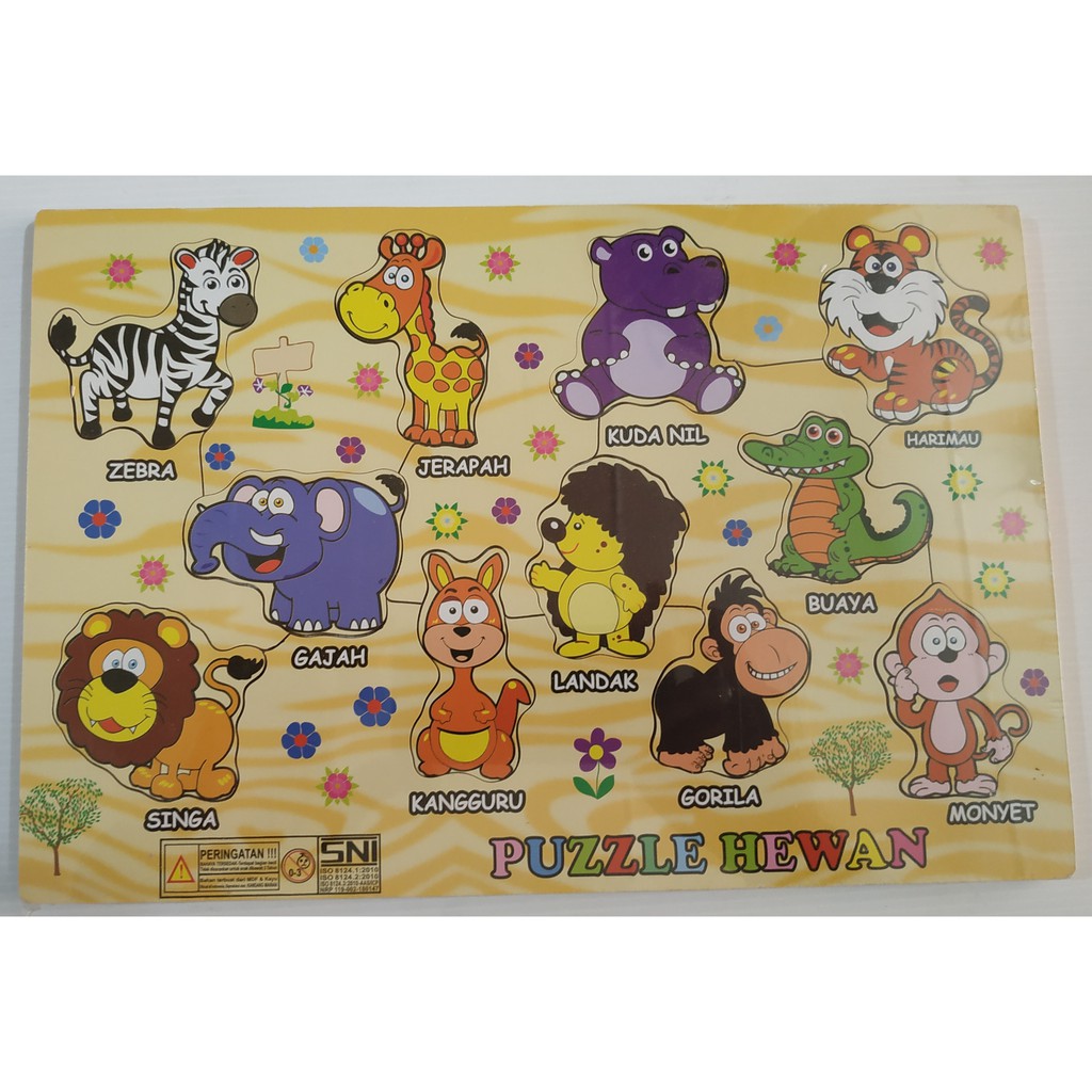 Jual Mainan SNI Edukatif Anak Edukasi Puzzle Kayu Jenis - Jenis Hewan ...