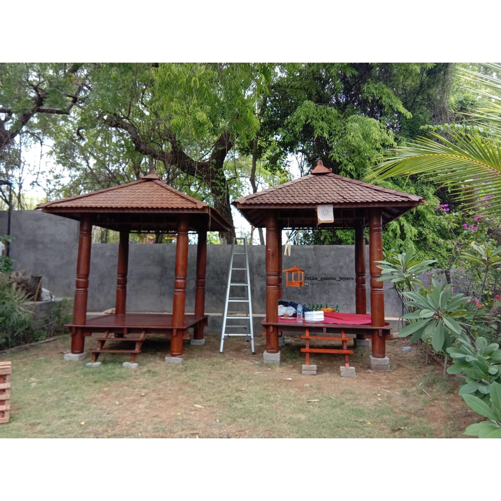 Jual gazebo minimalis kayu glugu | Shopee Indonesia