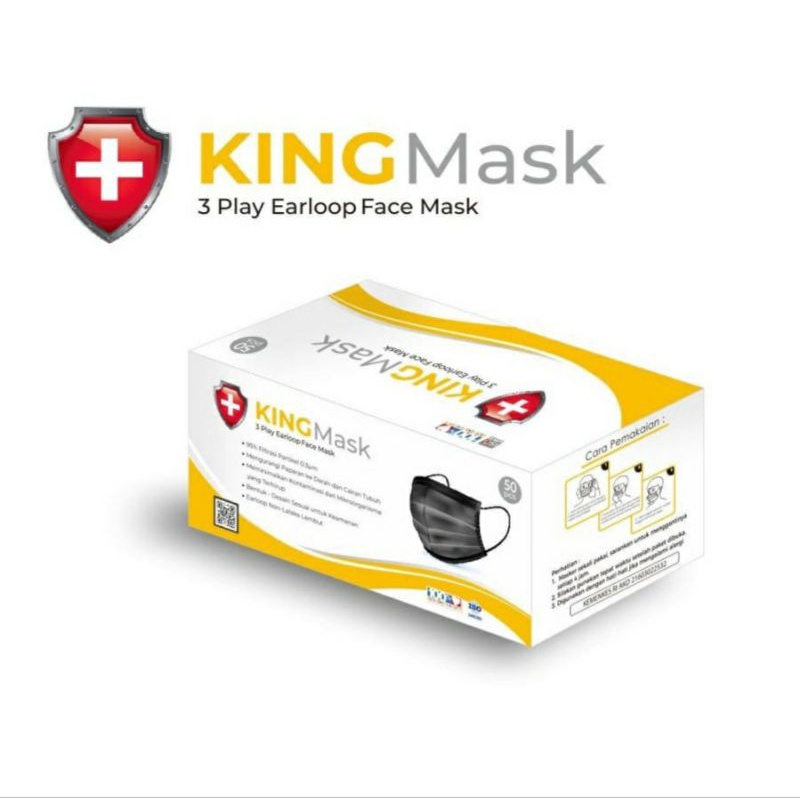 Jual Masker 3PLY Earloop KING MASK KingMask 1Box isi 50pcs | Shopee ...