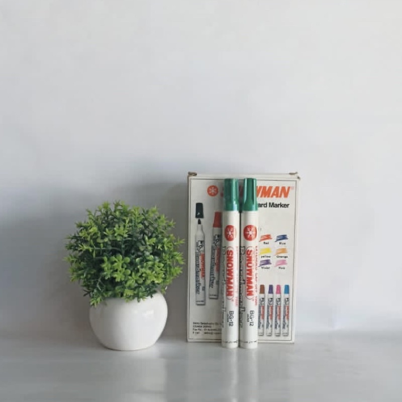 Jual Spidol Snowman WhiteBoard BG 12 Warna Hijau Biru Merah BG | Shopee ...