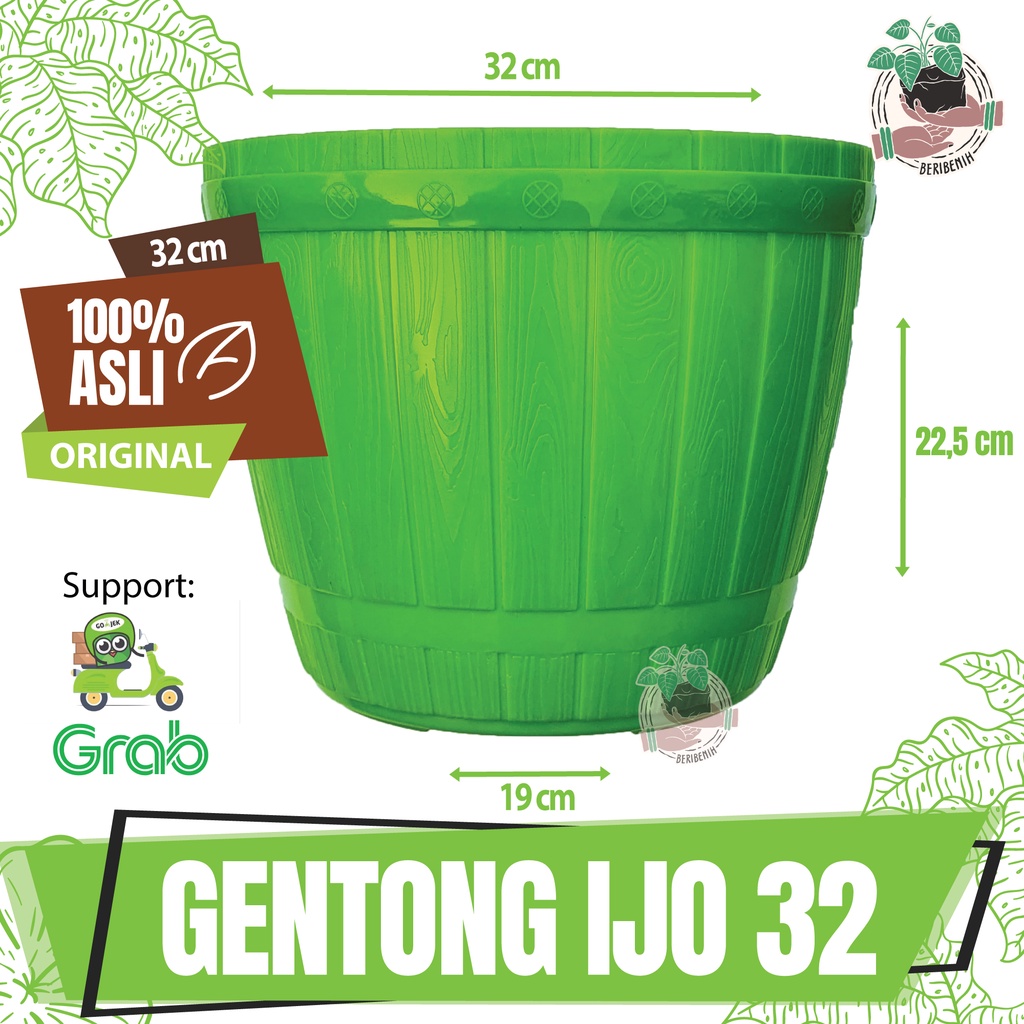 Jual Pot Taman Plastik Motif Gentong Hijau Pot Bunga Tanaman Hias ...