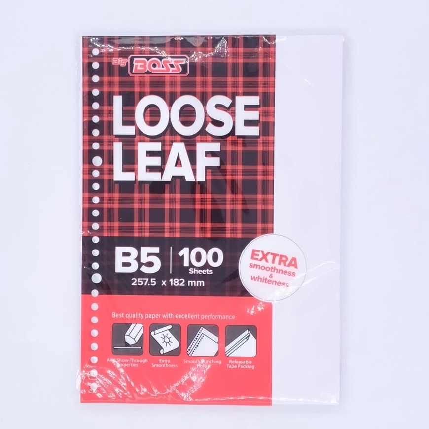 Jual Big Boss Loose Leaf POLOS B5 100 Lembar Kertas Binder Refil Isi Binder B5 - SATUAN | Shopee ...