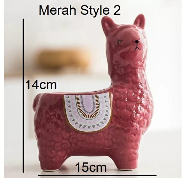 Jual Pot Keramik Hewan Alpaca / Pot Bunga Kecil Keramik Untuk Dekorasi ...