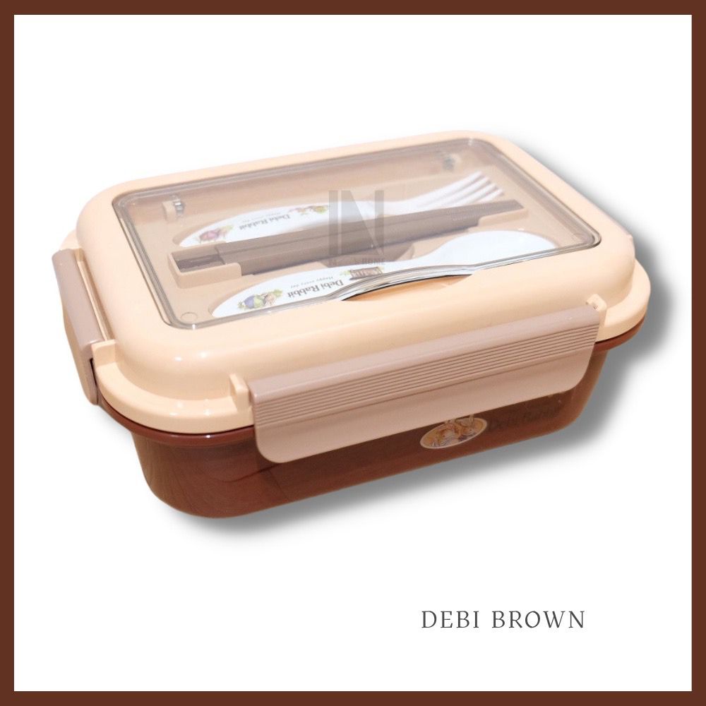 Jual [600gr] T695 | LUNCH BOX DEBI RABBIT DENGAN SENDOK / TEMPAT MAKAN ...