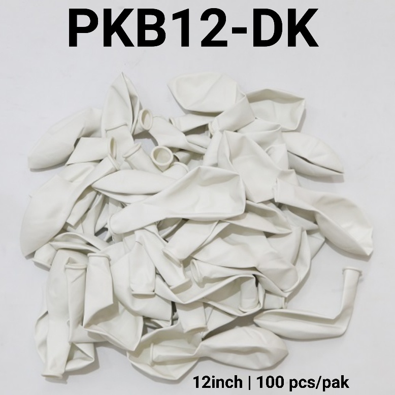 Jual PKB12-DK Balon latex 12 inch 1 pak isi 100 doff tebal putih white ...