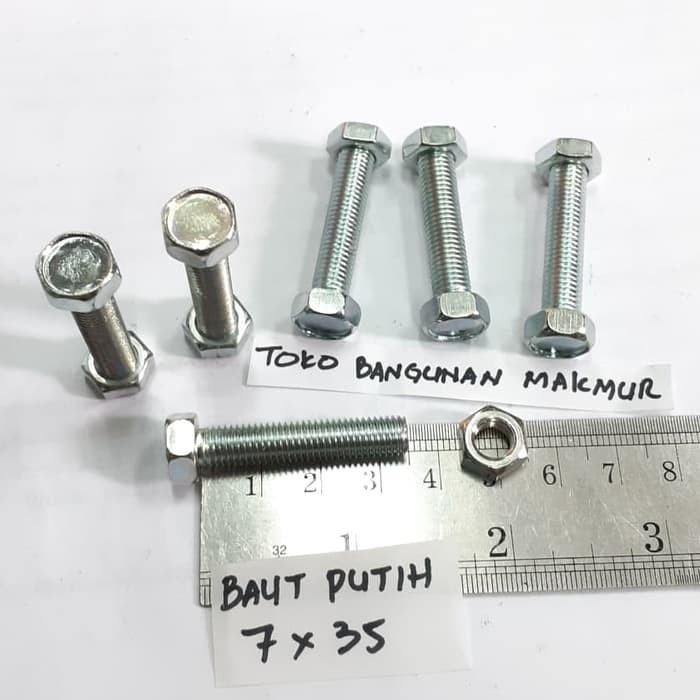Jual Baut Putih M7x35 / Baut M7 x35 Kunci Baut 11 isi 10 pcs | Shopee ...