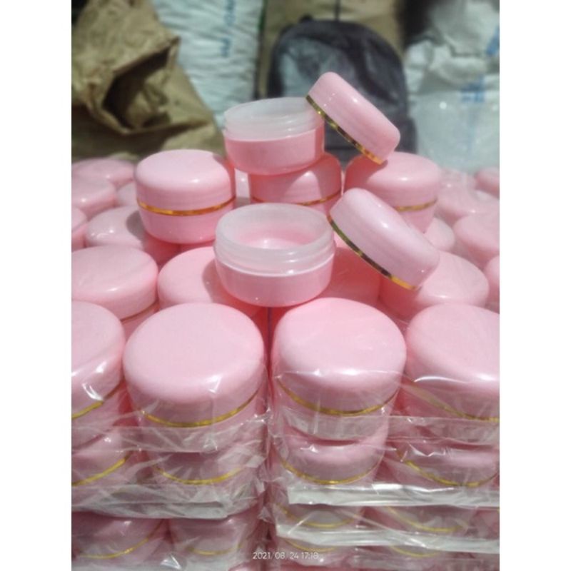 Jual wadah/tempat cream/ pot cream 30gr pink list gold | Shopee Indonesia